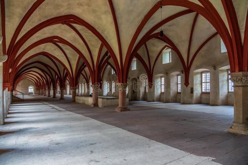 View into the Monk`s Dormitory, Eberbach Abbey Stock Photo - Image of ...