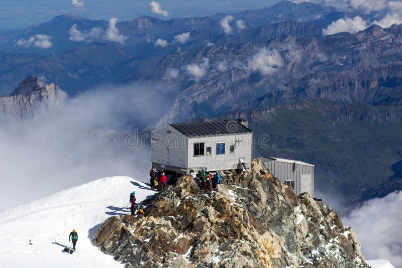 The View of the Mont Blanc Summit and of the Refuge Bivouac Vallot Hut ...