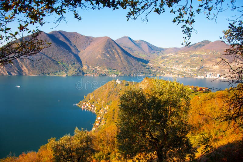 View of Monte Isola in Italy Stock Image - Image of island, panorama ...