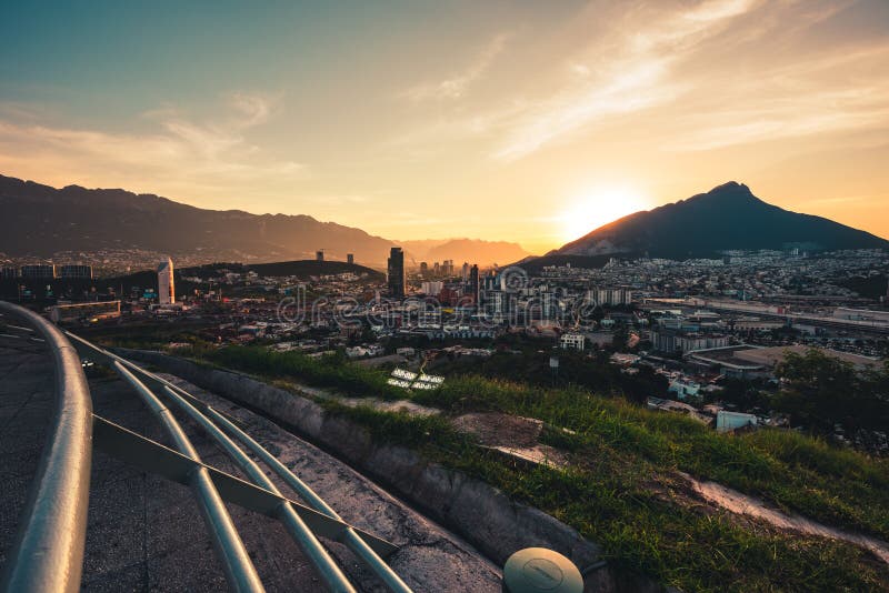 View of Monterrey at Sunset. Mexico Stock Image - Image of skyline ...