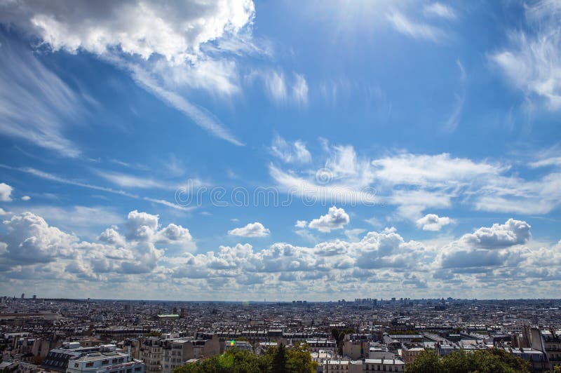 View from Montmartre To Summer Paris and Beautiful Blue Sky with Soft ...