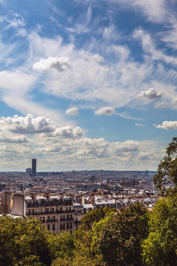 View from Montmartre To Summer Paris and Beautiful Blue Sky with Soft ...
