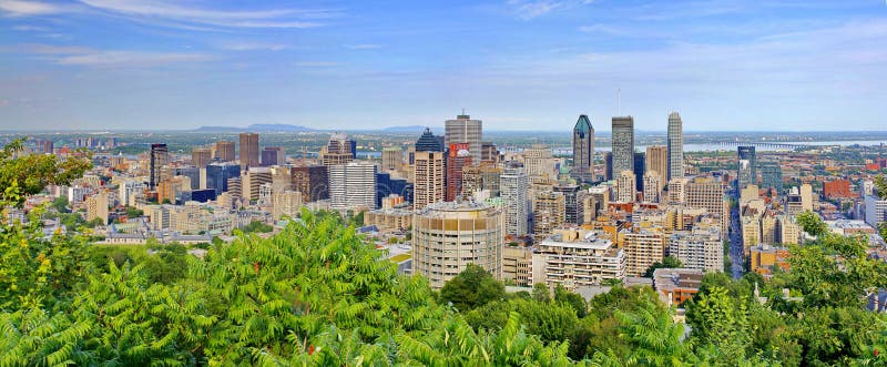 View of Montreal City from the Top of Mount Royal, Quebec Stock Photo ...