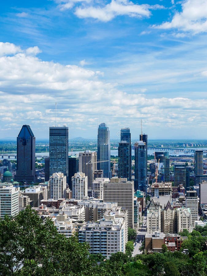 View of Montreal Downtown, Quebec, Canada Stock Photo - Image of dark ...