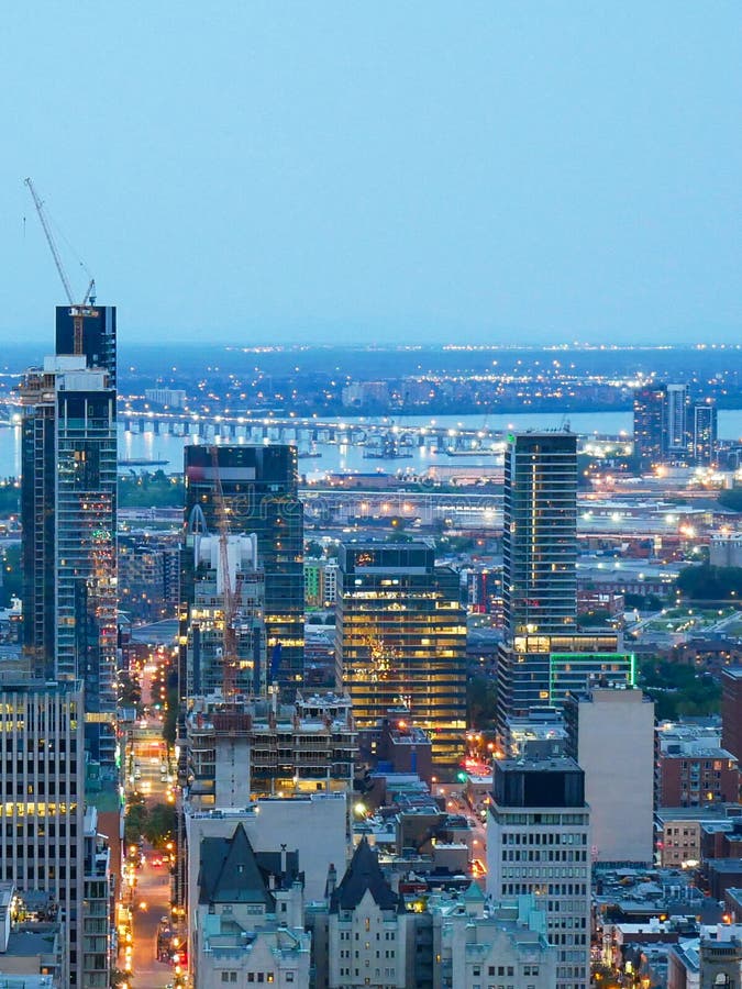View of Montreal Downtown at Sunset, Quebec, Canada Stock Photo - Image ...