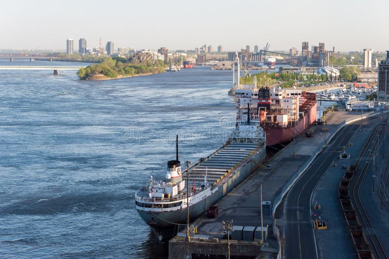 View of Montreal Harbor from Jacques Cartier Bridge Editorial Stock ...