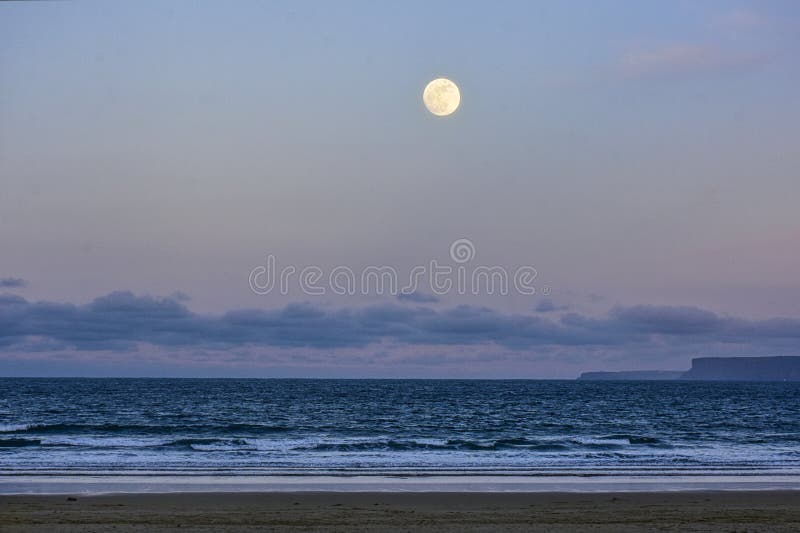 View of the Moon Over the Beach Stock Photo - Image of contemplation ...