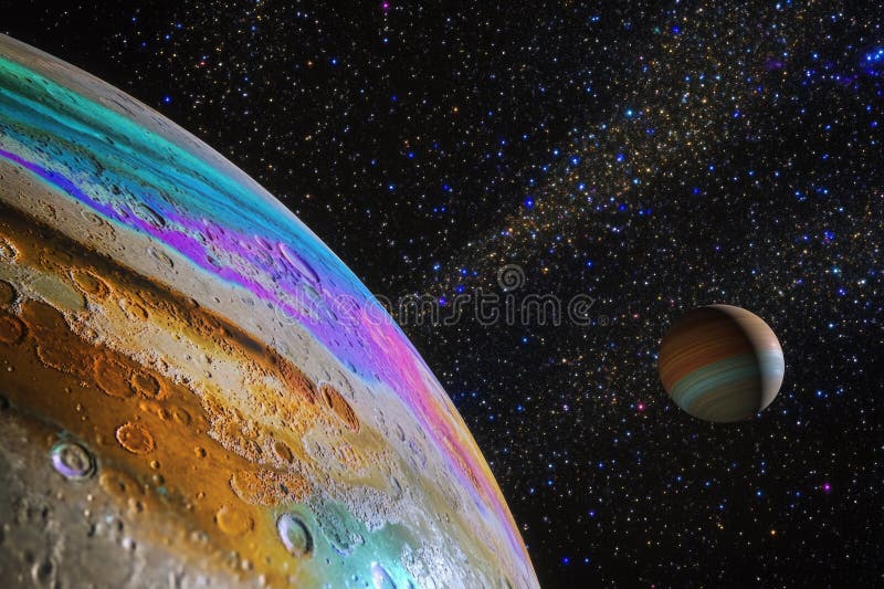 A View of the Moon with a Planet Visible in the Background Stock Photo ...