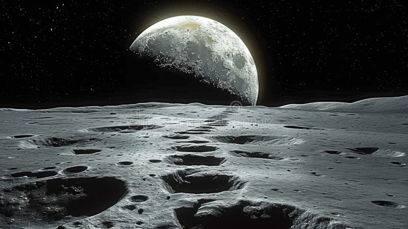 A View of the Moon from the Surface of the Moon Stock Photo - Image of ...