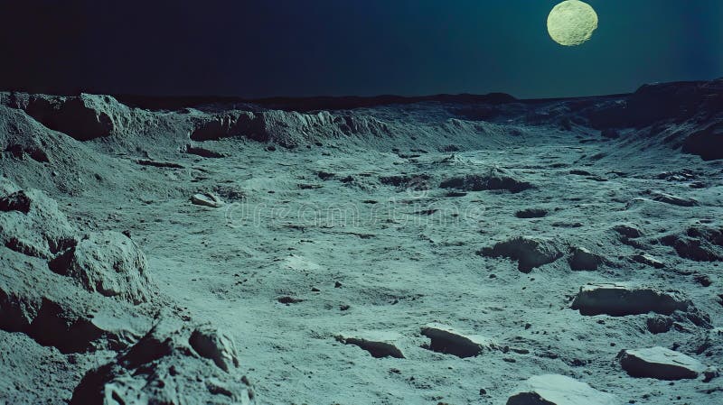 A View of the Moon from the Surface of the Lunar Surface Stock Photo ...