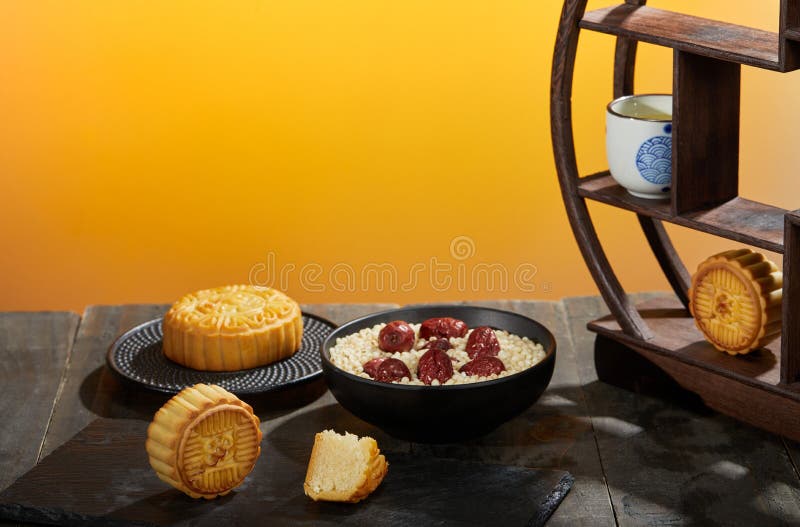 View of Mooncakes on a Table Set Up Stock Image - Image of mooncake ...