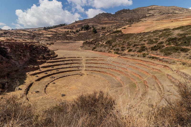 View of Moray Agricultural Terraces, Pe Stock Image - Image of peru ...