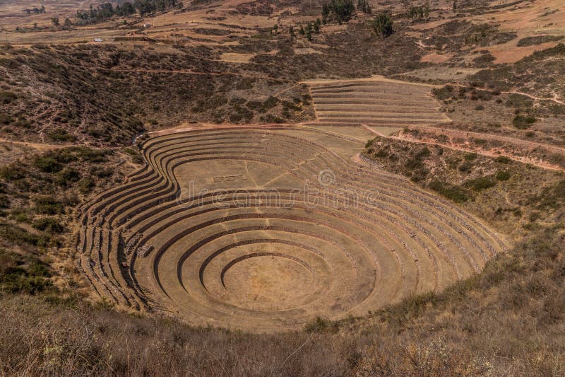 View of Moray Agricultural Terraces, Pe Stock Image - Image of ...