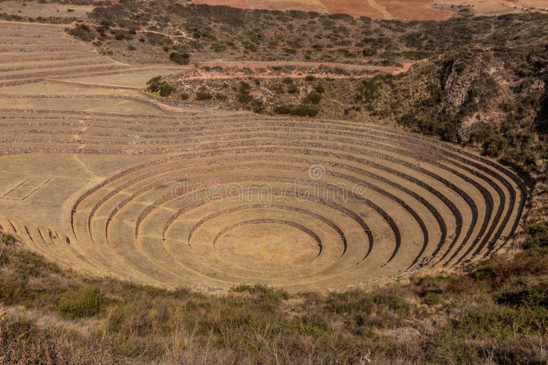 View of Moray terraces, Pe stock photo. Image of moray - 386874178