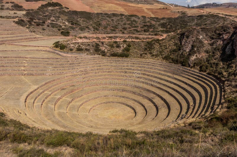 View of Moray terraces, Pe stock image. Image of cuzco - 386874205