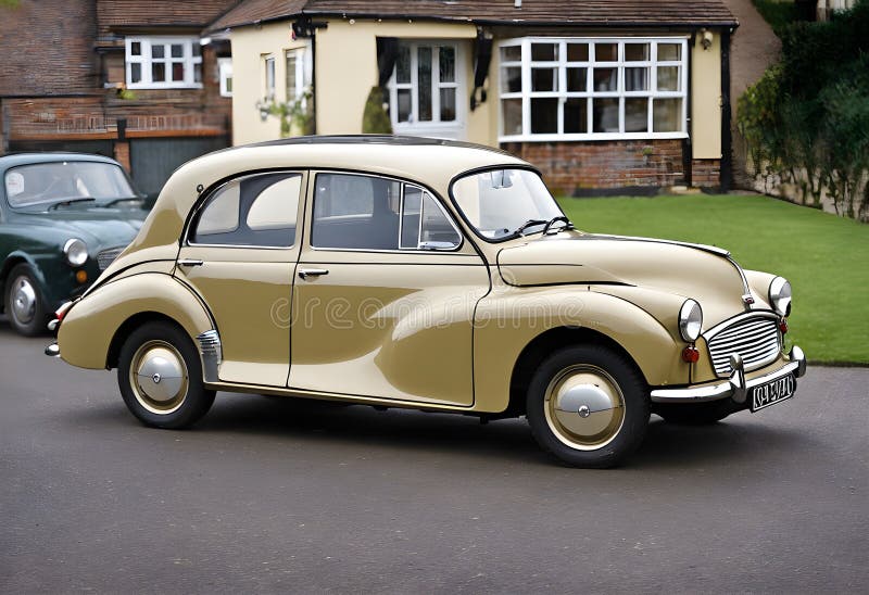 A View of a Morris Minor Car Stock Illustration - Illustration of ...