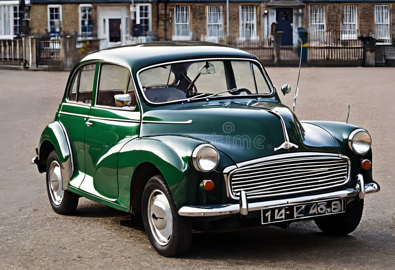 A View of a Morris Minor Car Stock Illustration - Illustration of wheel ...
