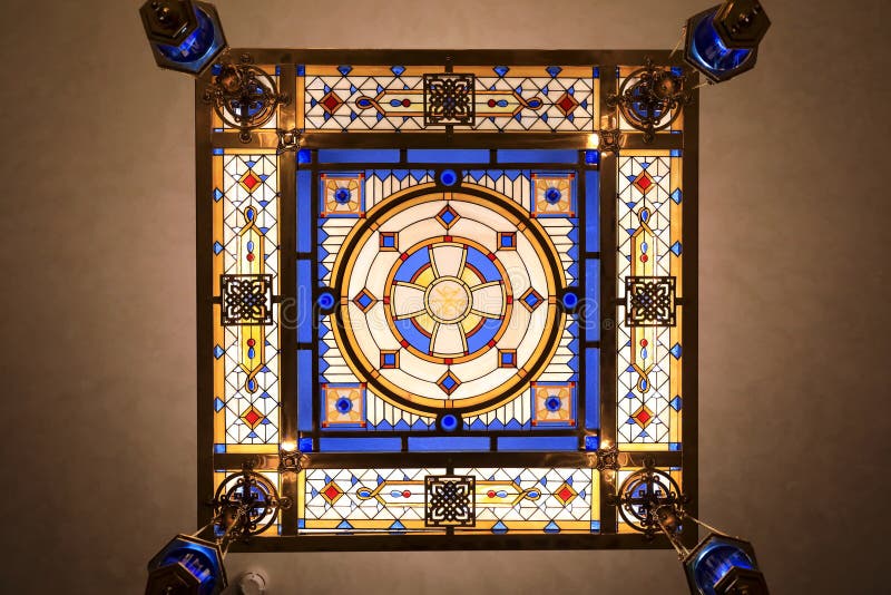 Mosaic ceiling light stock image. Image of house, decoration - 203491871