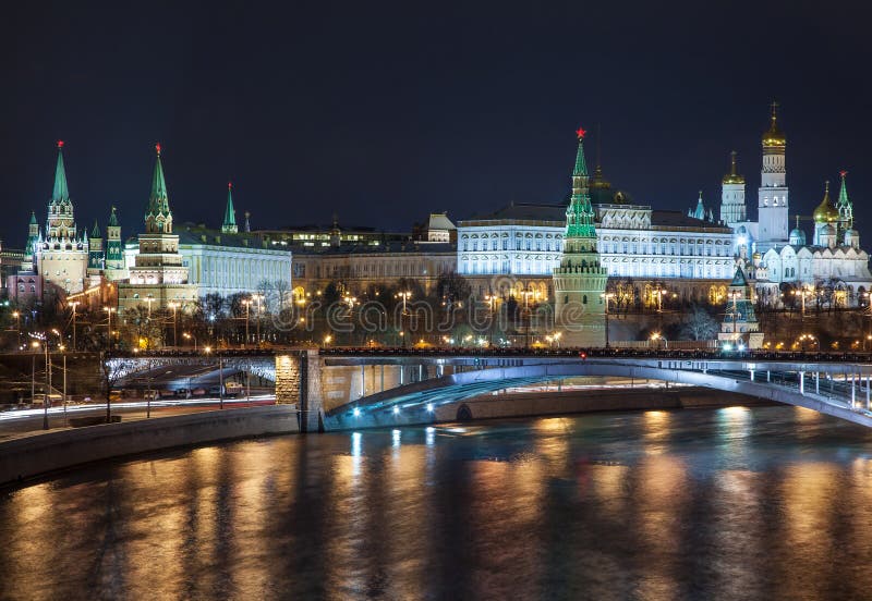 Kremlin in Moscow at night stock photo. Image of culture - 19522108