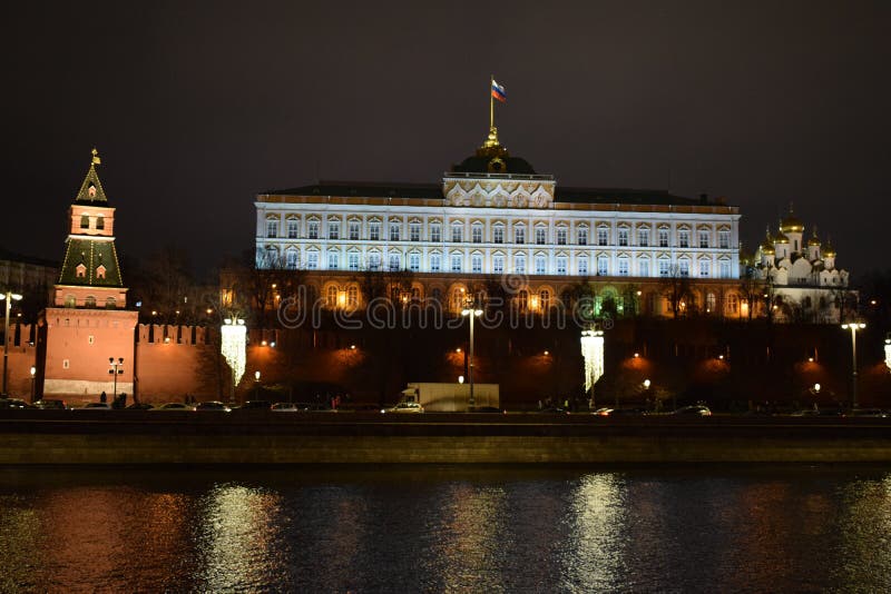 Old Moscow Kremlin, View from the Bridge Stock Image - Image of center ...