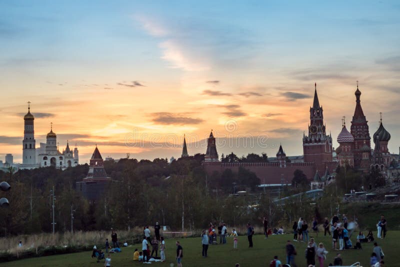 Moscow - September 24, 2018. View of the Moscow Kremlin from Zaryadye ...
