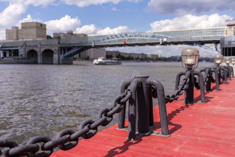 View of the Moscow River. River Ship and Bridge Editorial Photo - Image ...