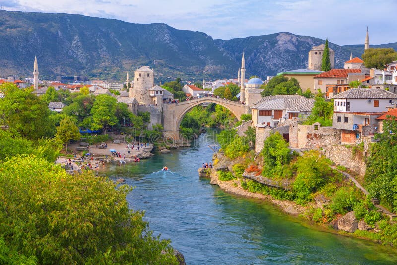 View of Mostar city stock photo. Image of riverside - 129487018