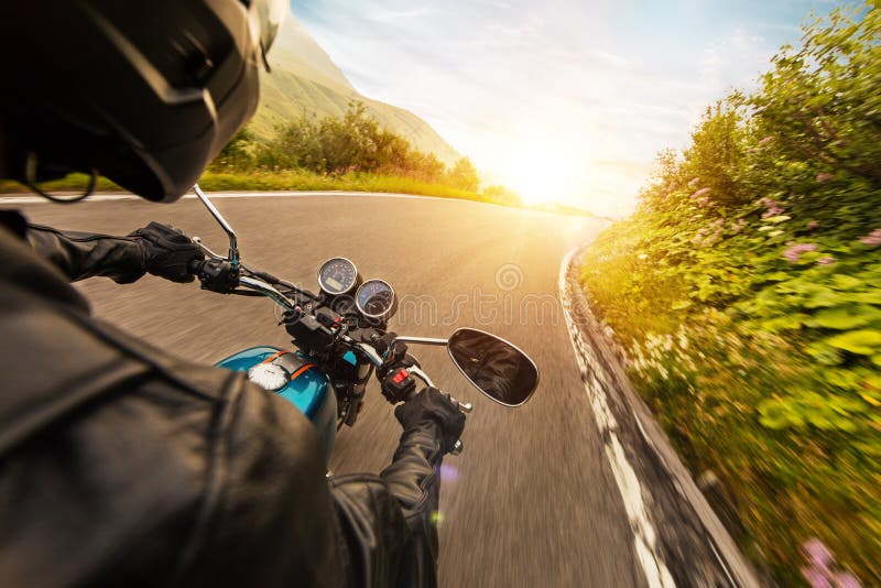 Motorcycle Driver Riding on Motorway Stock Photo - Image of powerful ...