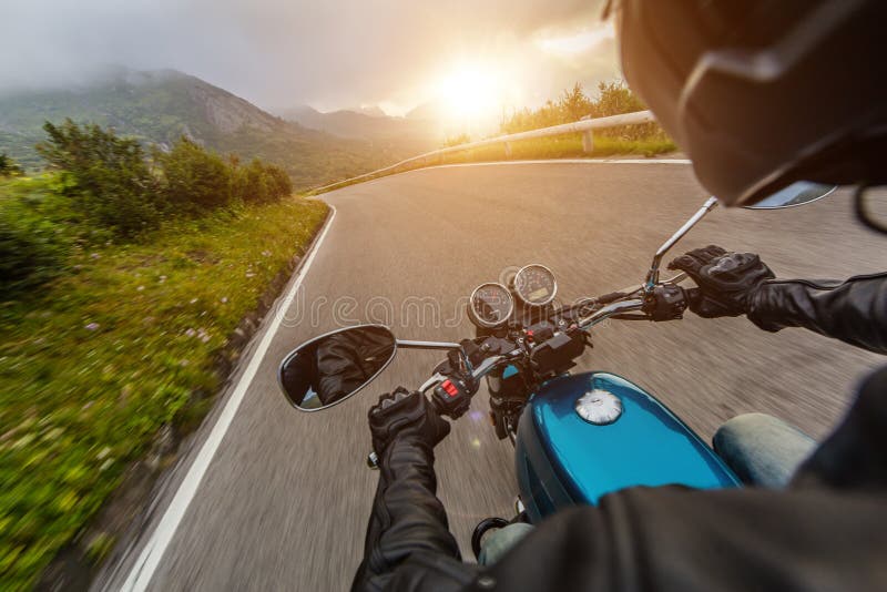 View from Motorcycle Driver Perspective in Sunset Stock Image - Image ...