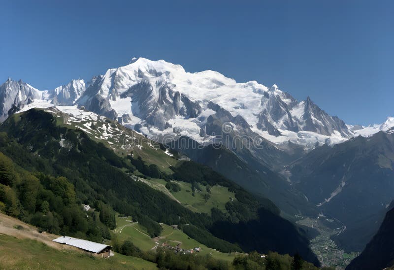 A view of the Mount Blanc stock illustration. Illustration of ...