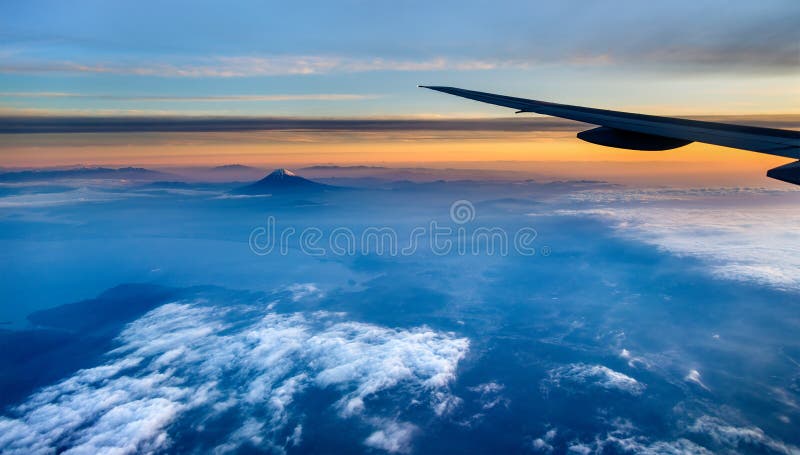 View of Mount Fuji through Airplane Window Stock Photo - Image of ...