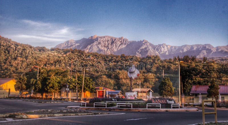 View of Mount Kinabalu from the Front of Ranau Town Stock Photo - Image ...