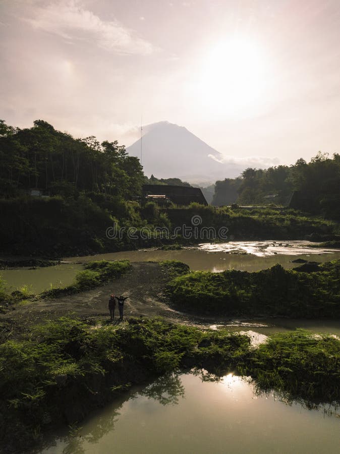 The View of Mount Merapi with the Bebeng River and a Lake that Holds ...