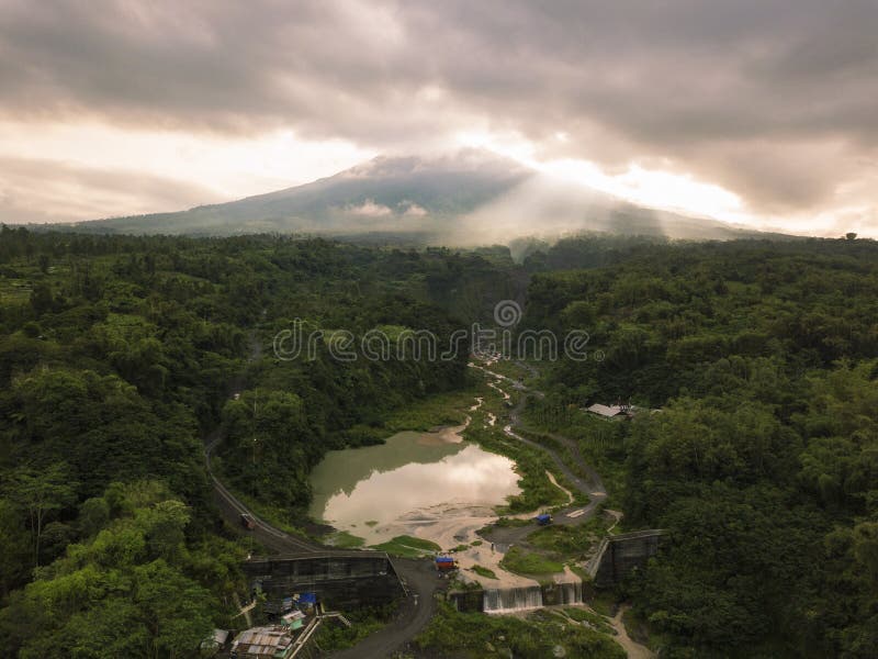 The View of Mount Merapi with the Bebeng River and a Lake that Holds ...