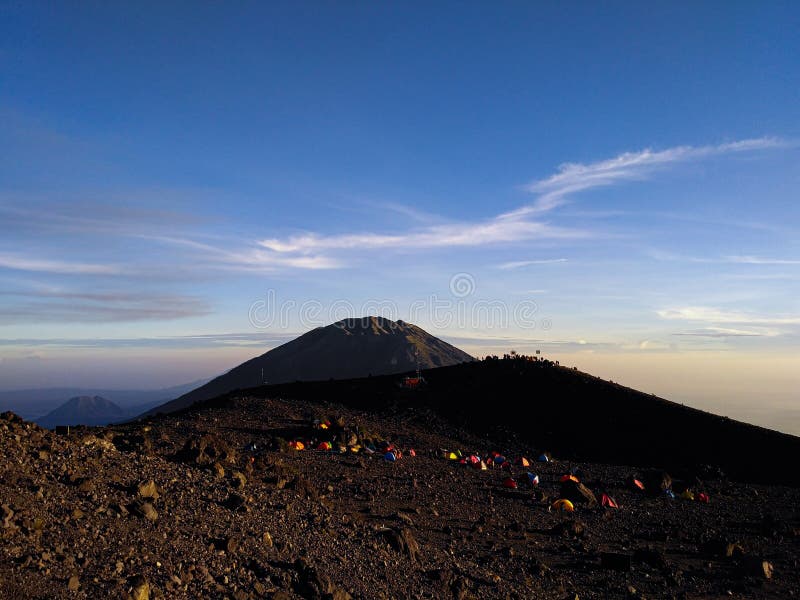 View of the Mount Merapi Camping Area Stock Image - Image of sunlight ...