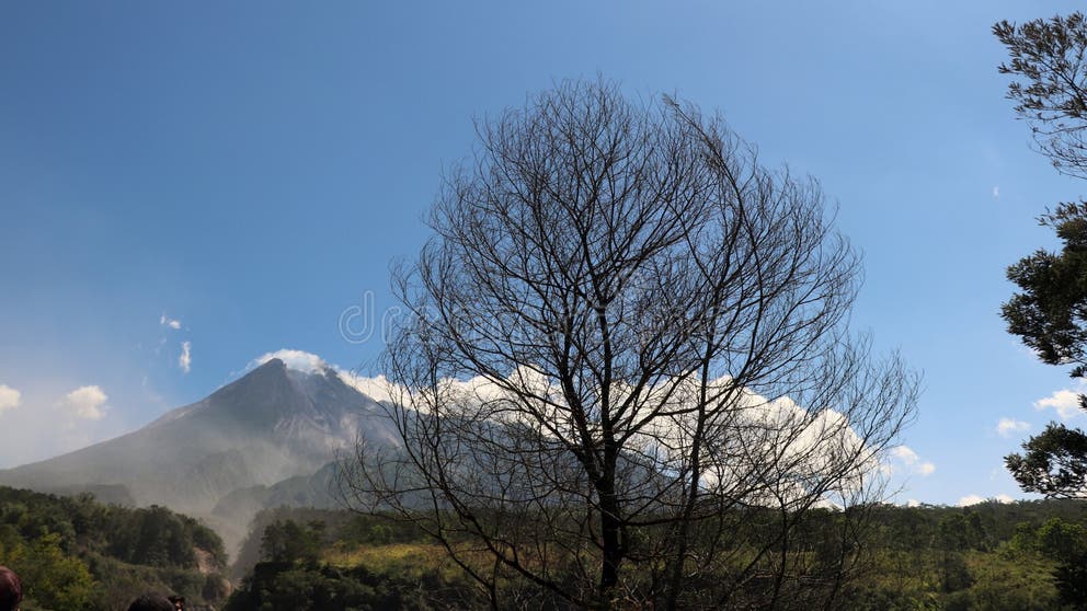 View of Mount Merapi with Clouds and Sky Stock Photo - Image of ...