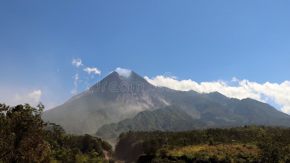 View of Mount Merapi with Clouds and Sky Stock Photo - Image of nature ...