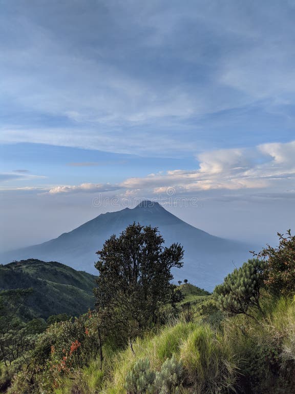 View of Mount Merapi from Mount Merbabu Stock Image - Image of horizon ...