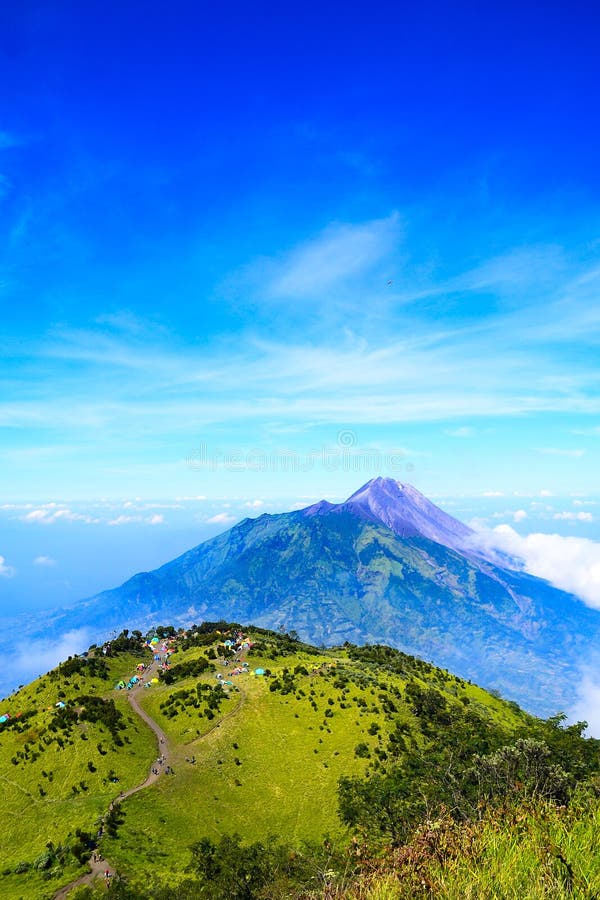View on Mount Merbabu stock photo. Image of portrait - 128066238