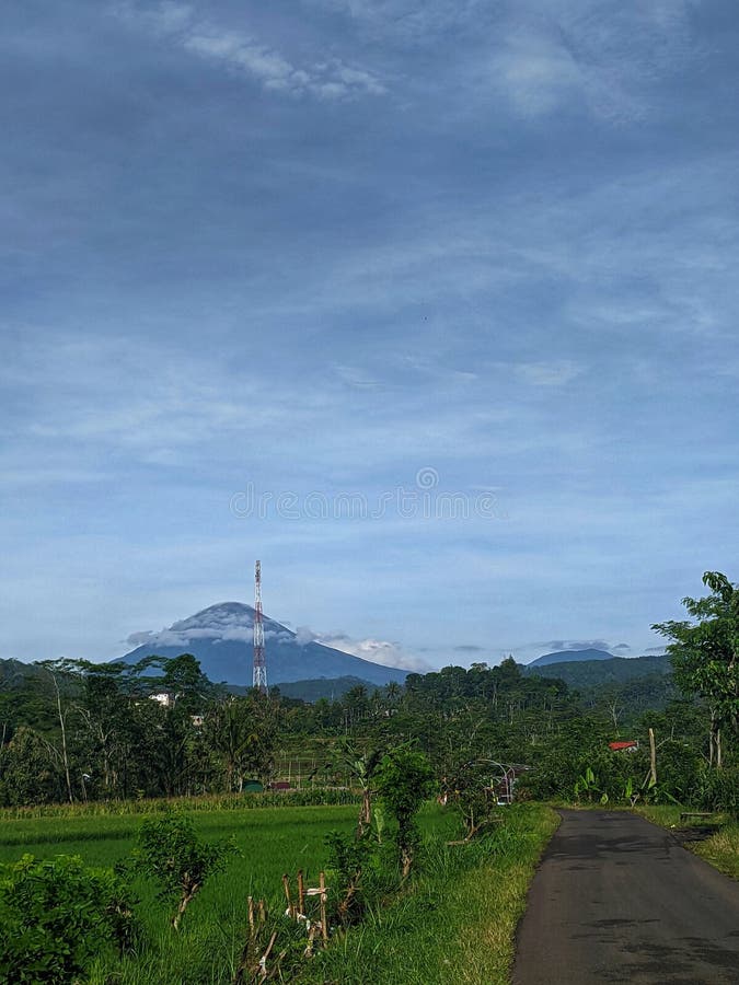 View of Mount Sindoro from Indonesia with Clear Sky Stock Photo - Image ...