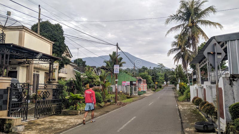 View of Mount Slamet, Central Java People Come and Go Editorial ...