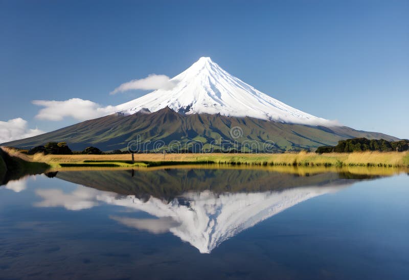 A View of Mount Taranaki in New Zealand Stock Illustration ...