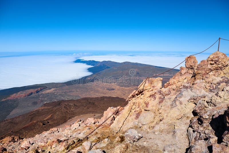 View from the Mount Teide Summit, Tenerife, Spain Stock Photo - Image ...