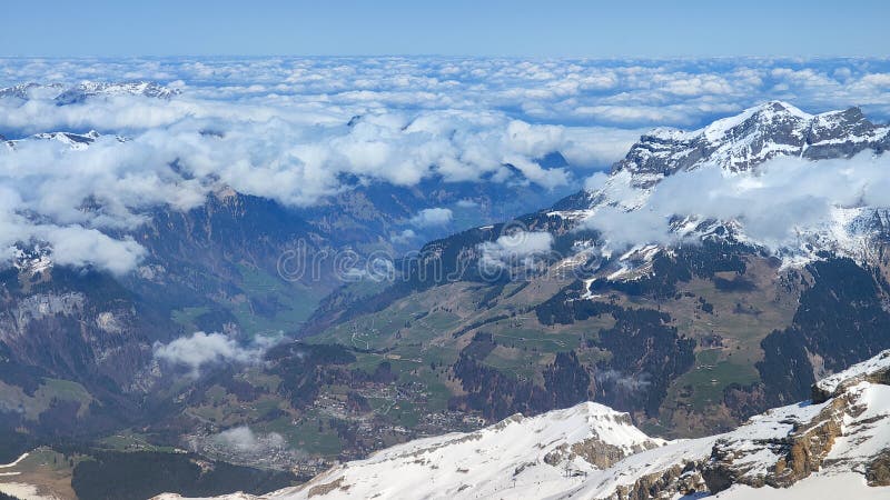 View from Mount Titlis Over Engelberg in the Swiss Alps Stock Photo ...