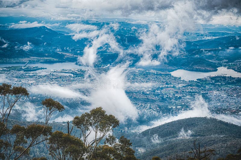 View of Mount Wellington, Hobart Stock Photo - Image of high, aerial ...