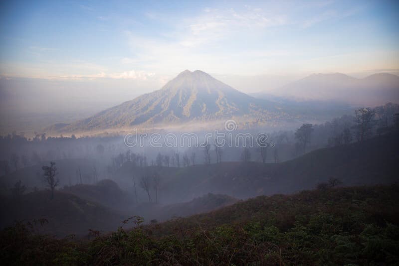 View of Mountain Around Kawah Ijen Volcano of East Java Stock Photo ...