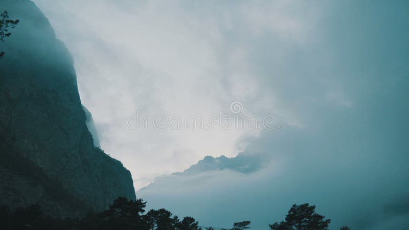 View of the Mountain in the Clouds from the Bottom Up. View of the ...