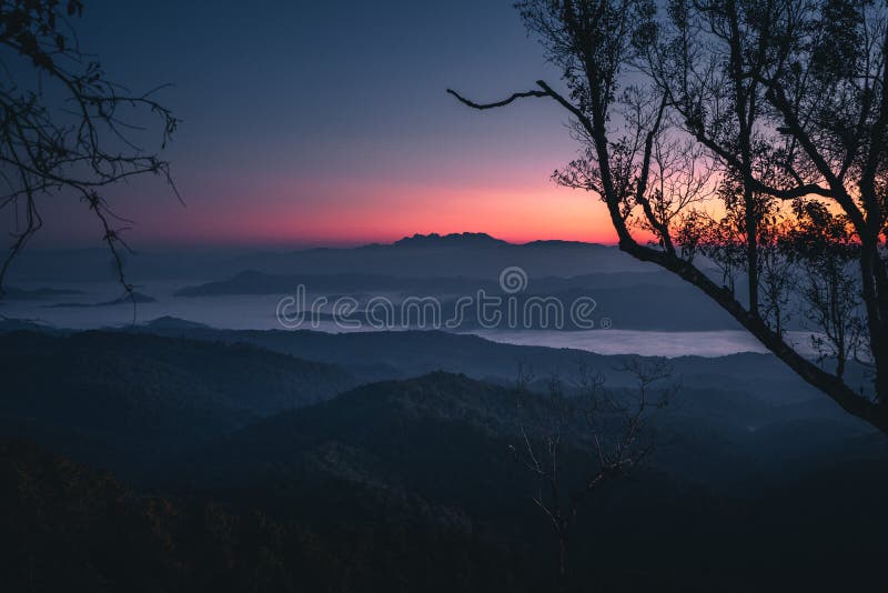 The View on the Mountain in the Early Morning Stock Photo - Image of ...