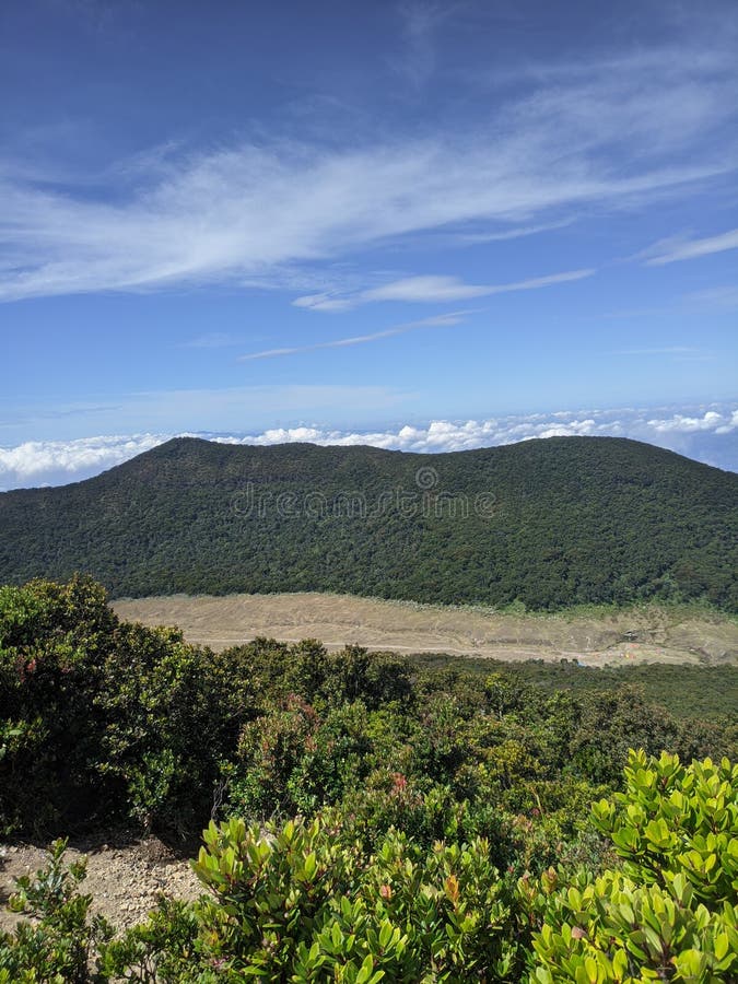 View Mountain Gede Pangrango Stock Image - Image of horizon, grassland ...
