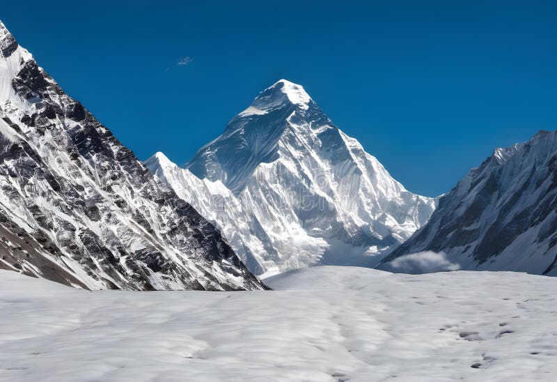 A view of the Mountain K2 stock illustration. Illustration of snow ...